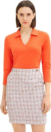 Tom Tailor Damen 1035399 T-Shirt mit Kragen, 15612 - Fever Red, 3XL