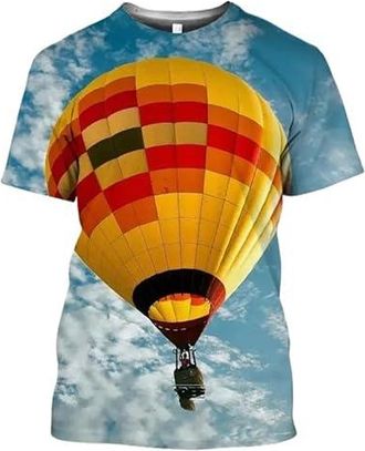 Keephen T-Shirt Graphique Aventure A&eacute;rienne pour Hommes/Femmes Impression 3D Montgolfi&egrave;re Parapente Parachute Manches Courtes Hauts d&eacute;contract&eacute;s
