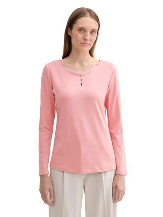 Tom Tailor Damen Longsleeve mit Kn&ouml;pfen, 17285 - Blush Rose, XXXL