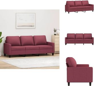 vidaXL 3-Sitzer-Sofa Weinrot 180 cm Stoff - 3-Sitzer Sofa - Wohnzimmersofa - Ledercouch - Couchtisch - Sessel