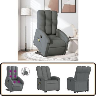 vidaXL Massagesessel mit Aufstehhilfe Dunkelgrau Stoff - Massage Sessel - Elektrischer Liftstuhl - Fernsehsessel - Recliner - Relax Sessel