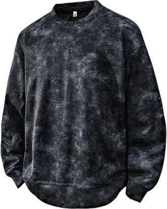 Generic Sweat-shirts pour hommes 2025 Sweat-shirt à col rond pour homme Printemps Automne Ample Manches Longues Sweatshirt Décontracté, Noir, XXL