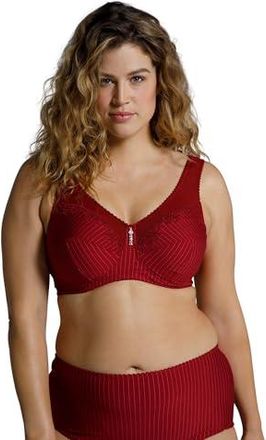 Ulla Popken Femme Grandes Tailles Soutien-Gorge de Maintien sans Armatures. Pendentif en Strass. Bonnet C-G Rouge foncé 115C 658495540-115C
