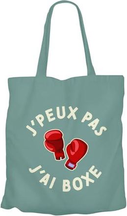 Fabulous Tote Bag Sac Shopping en Toile Turquoise - JPeux Pas Jai Boxe Boxeur Sport Combat - 10 L