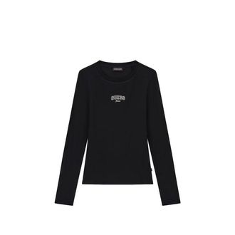 Guess T-shirt manches longues en coton m&eacute;lang&eacute; avec logo