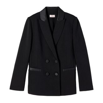 Oltre Zweireihiger Blazer mit bezogenen Kn&ouml;pfen - - Jackets - Damen - Schwarzk - 2XL