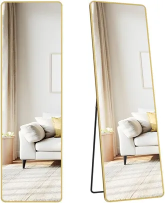 Songmics Miroir Int&eacute;gral, 150 x 40 cm, Miroir Rectangulaire sur Pied, &agrave; Poser au Sol, Cadre en Alliage dAluminium, Verre Tremp&eacute;, pour Chambre, Salon