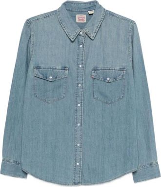 Levi's Femme, Blouses et Chemises, Bleu, Taille: 40 FR Chemise en jean embl&eacute;matique Western Linen+