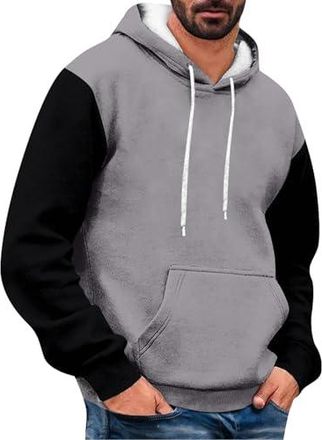 Generic Manteau à capuche en polaire pour homme - Sweat chaud en velours épais et chaud - Couleur contrastée classique - Pour la vie quotidienne, cadeaux de N