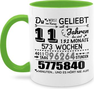 Shirtracer Tasse Tassen 325ml - 11 Jahre - Du wirst von Herzen geliebt | 11. Geburtstag | 11 Jahre Geburtstagsgeschenke | 11ter Geburtstagsgeschenke für Jungen u