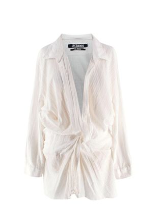 Jacquemus White La Riviera Textured Mini Dress Size S