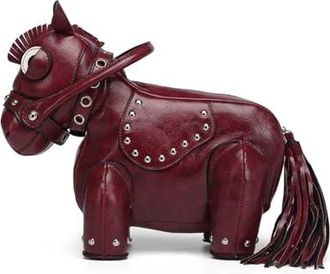 Generic Sac &agrave; main tridimensionnel en forme de petit poney - Sac &agrave; bandouli&egrave;re diagonale - Joli design tendance et personnalis&eacute;, rouge vin, Taille unique