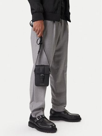 Calvin Klein Umh&auml;ngetasche Leather Slim Flap Reporter LV04D3323G Schwarz