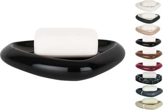 Spirella Seifenschale Steinoptik dekorative Badausstattung Seifenablage Etna Maße: 15 x 11 x 3 cm - Schwarz glänzend