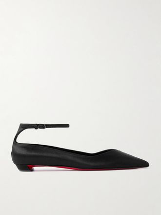 Christian Louboutin Erozeena Flache Schuhe Mit Spitzer Kappe Aus Satin - Schwarz