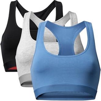Danish Endurance Brassières en Coton Bio, Ultra Douces et Confortables, pour Femme, Lot de 1 ou 3, Plusieurs Couleurs (1x Noir, 1x Gris, 1x Bleu Clair), L