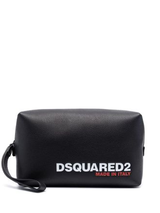 Dsquared2 tousse de toilette en cuir &agrave; logo imprim&eacute; - Noir