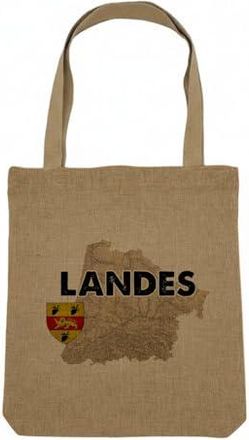 Fabulous Sac Shopping Tote Bag Aspect Lin - Landes 40 D&eacute;partement Aquitaine Dax Carte Ancienne - Sac de Courses Toile Epaisse 360g Beige Naturel Cabas Port&eacute; Ep