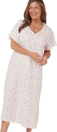 Marlon Linzi Chemise de Nuit Longue en Jersey Doux avec Boutons pour Femme