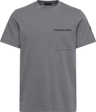Moncler Moncler T-shirt En Jersey De Coton &Agrave; Logo, Homme, Gris, Taille: 3xl