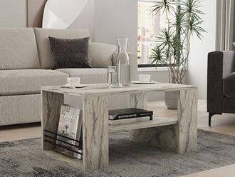 Hanah Home Elegant Freesia Marble Coffee Table, 80 x 50 x 40 cm | 100% Melamine Coated Particle Board, 18 mm Thick | Stylish Addition to Modern Living Spaces