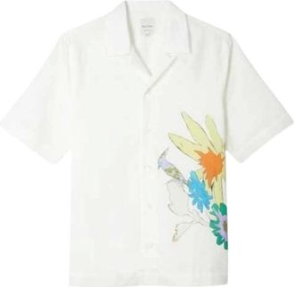 Paul Smith Homme, Chemises, Blanc, Taille: M Chemise &agrave; Manches Courtes Imprim&eacute; Colibri et Fleurs