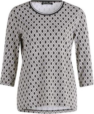 Betty Barclay Damen T-Shirt Basique à imprimé Noir/Blanc 46