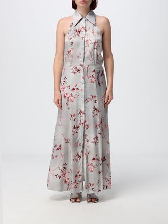 Crida Milano Langes Hemdblusenkleid Campanula aus Seide mit Blumendruck und Neckholder
