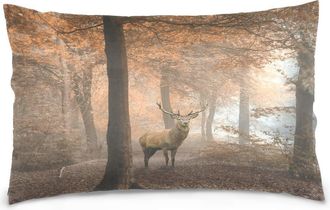 Linomo Kissenbezug 40x60 cm, Herbst Fallen Tier Hirsch Dekorative Kissenbezug Kissenhülle für Couch Sofa Bett Hause
