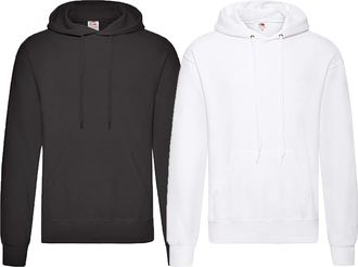 Fruit Of The Loom 2er Classic Hooded Sweat Set Herren Kapuzenpullover Sweatshirt M L XL 2XL 3XL 4XL 5XL Farbsets & HLKauf-Block (M, 1x Schwarz & 1x Weiss & 1x HLKauf-Bl