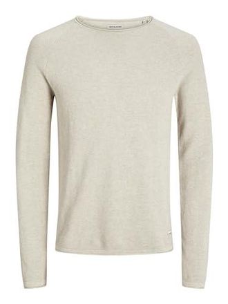 Jack & Jones Jjehill Knit Crew Neck Noos Pull, Écru (Oatmealmelange), Small Homme