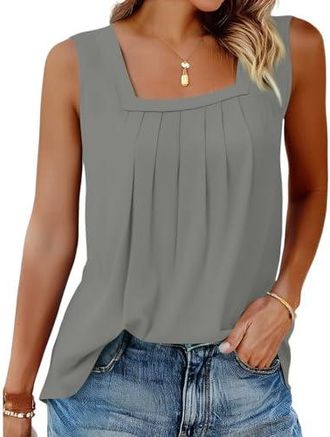 Generic Debardeur Femme Chic et &eacute;l&eacute;gant Chemisier sans Manche D&eacute;bardeur Grande Taille Top ete Haut Chic et Elegant Fluide Ample Caraco Vetement Femme Tee Shir