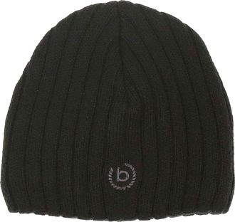 Bugatti Herren Mütze - Gerippte Strickmütze mit gesticktem Logo - One Size Schwarz