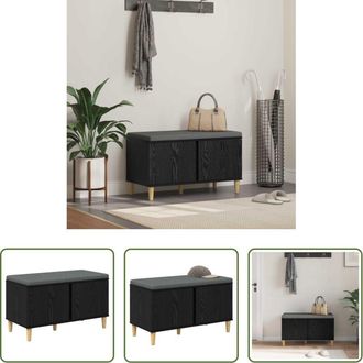 vidaXL Sitzbank - Flurbank mit Kissen mit Speicher Schwarze Eiche 80 x 38 x 46 cm