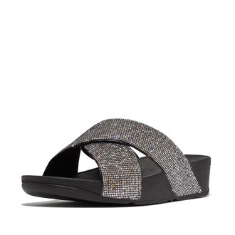 FitFlop Damen Lulu Glitterball Cross Slides Sandale, Silber, 39 EU