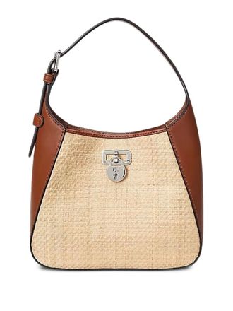 Lauren Ralph Lauren Tanner Schultertasche mit gewebtem Einsatz - Nude