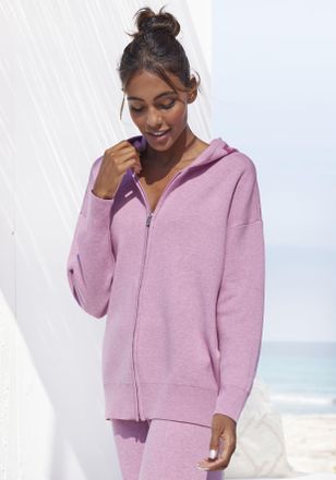 Elbsand Strickjacke ELBSAND, Damen, Gr. 40/42, rosa, Feinstrick, Obermaterial: 50% Viskose, 28% Polyester, 22% Nylon, meliert, unifarben, bequem h&uuml;ftbedeckend