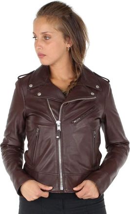 Schott NYC Damen Jacke LCW1601D, Braun ( Plum), 38 (Herstellergröße: M)