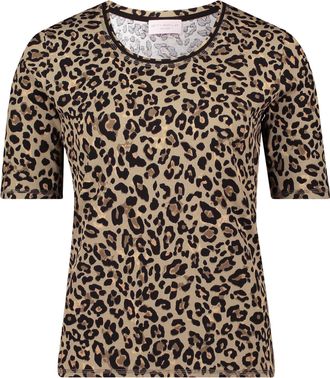 Betty Barclay Damen Basic Shirt mit Rippenstruktur 44, Khaki/Schwarz