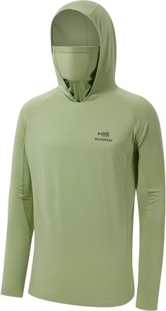 Bassdash UPF 50+ Herren T-Shirt Langarm Angelhemd mit Maske UV Schutz Neck Gaiter Hoodie mit Daumenloch