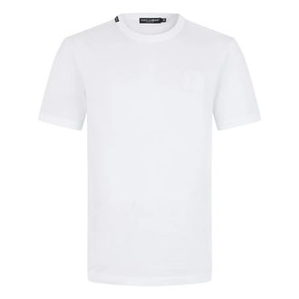 Dolce & Gabbana Homme, Tops, Blanc, Taille: XL T-shirt en coton avec logo