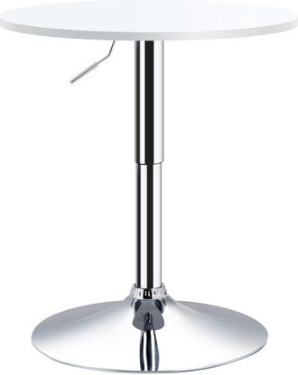 HOMCOM Homcom - Table de bar ronde mange-debout - hauteur réglable - plateau pivotant - métal chromé mdf blanc