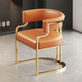 Generic 2er Set Moderne Kunstleder Sessel mit Metallbeinen Stilvolle Dekost&uuml;hle f&uuml;r Wohnzimmer Esszimmer Bequeme Sitzgelegenheit Orange