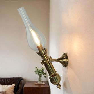 Licht-Erlebnisse Stilvolle Wandlampe GRETA aus Messing Glas Jugendstil Antik Bad Treppenhaus Flur Beleuchtung