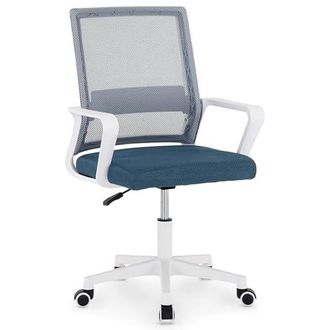 IDIMEX Chaise de Bureau Perth, Pivotante et réglable en Hauteur, Tissu Mesh, avec accoudoirs (Gris-Bleu)