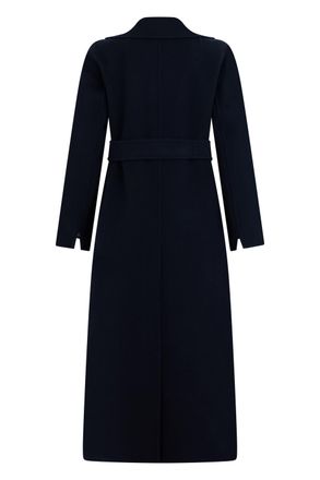 Max Mara Womens Long Coat Poldo Blue Wool Virgin