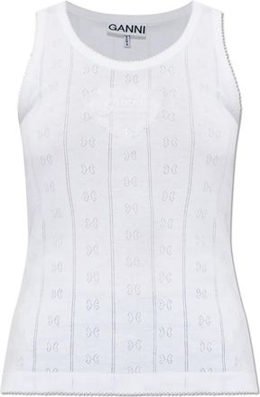 Ganni Femme, Tops, Blanc, Taille: 42 FR Top avec Appliqu&eacute;