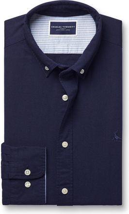 CHARLES TYRWHITT Vorgewaschenes Stretch-Oxfordhemd - Tintenblau