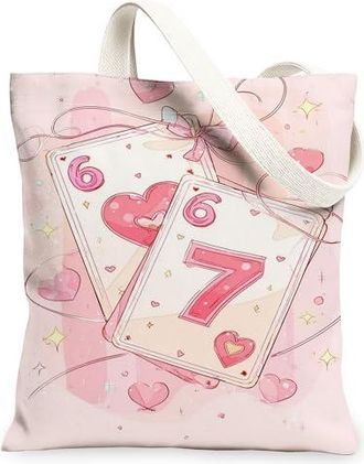 Generic Sacs fourre-tout en toile avec motif coeur pour la Saint-Valentin, motif amour, l&eacute;gers, lavables et r&eacute;utilisables, p&ecirc;che, 13x15 Inch