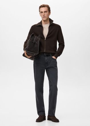 Mango Strukturierter Strick-Cardigan mit Rei&szlig;verschluss schokolade - Herren - XXL - MANGO MAN